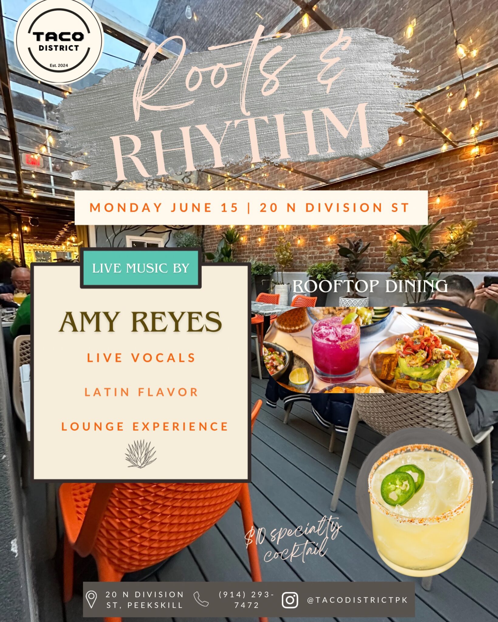Roots & Rhythm – Live Vocals by Amy Reyes — Taco District Rooftop ...